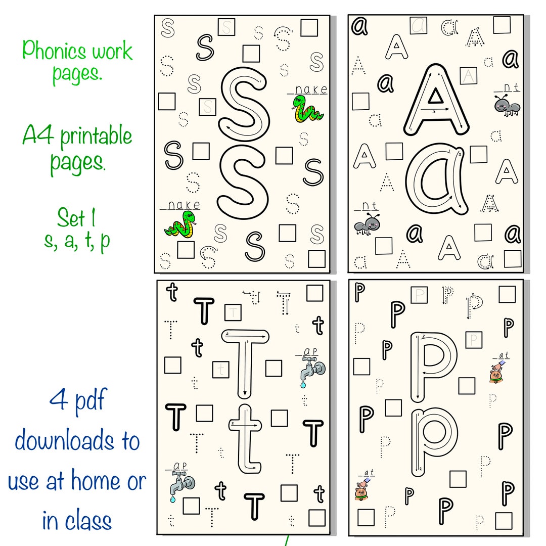 Phonics Set One Work Sheets. Phonics S, A, T, P, Work Sheets. A4 ...