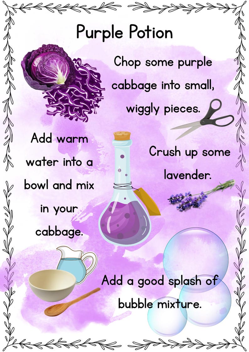 Printable Potion Recipe Cards | Colour Themed Sensory Play | Early ...