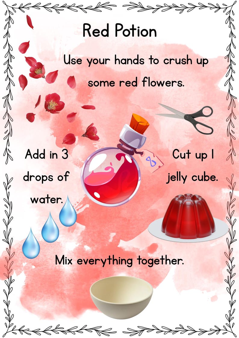 Printable Potion Recipe Cards | Colour Themed Sensory Play | Early ...