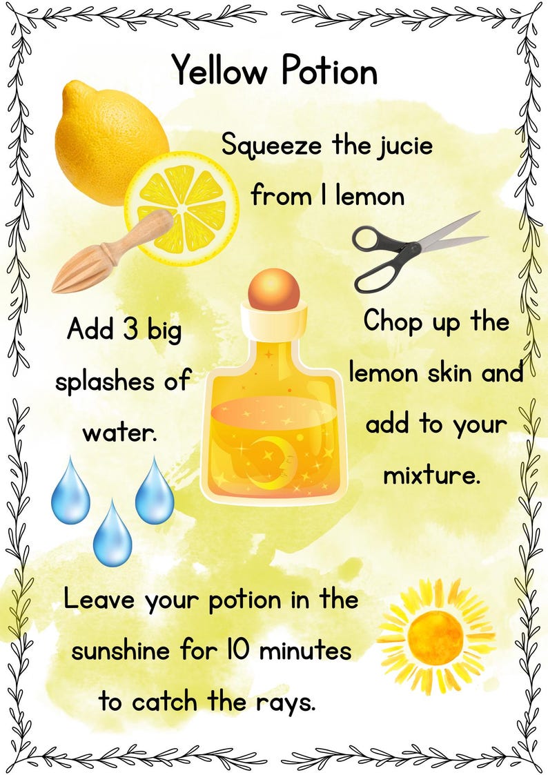 Printable Potion Recipe Cards | Colour Themed Sensory Play | Early ...