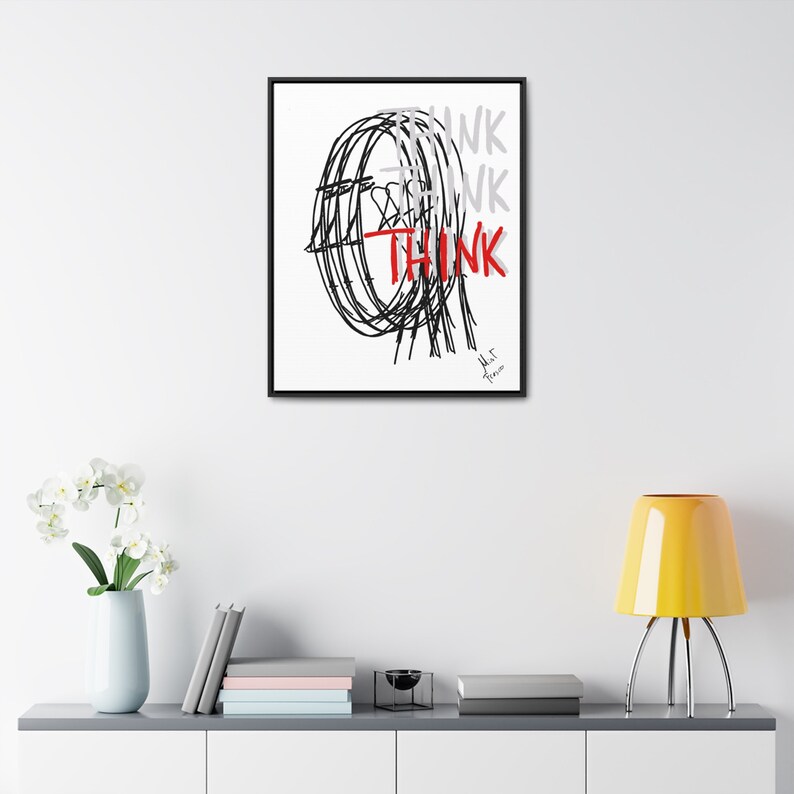 Modern Abstract Thought-provoking Art, Black and White With Red Details ...