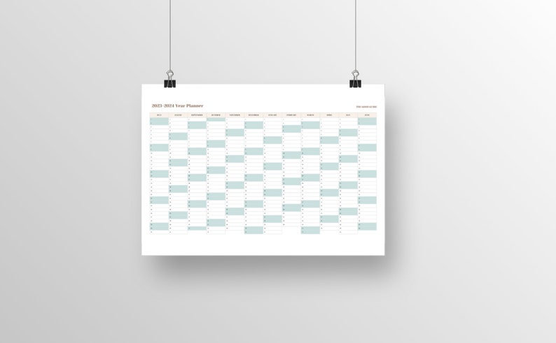 PRINTABLE 2023 - 2024 July Start Academic Wall Calendar | PDF Instant ...