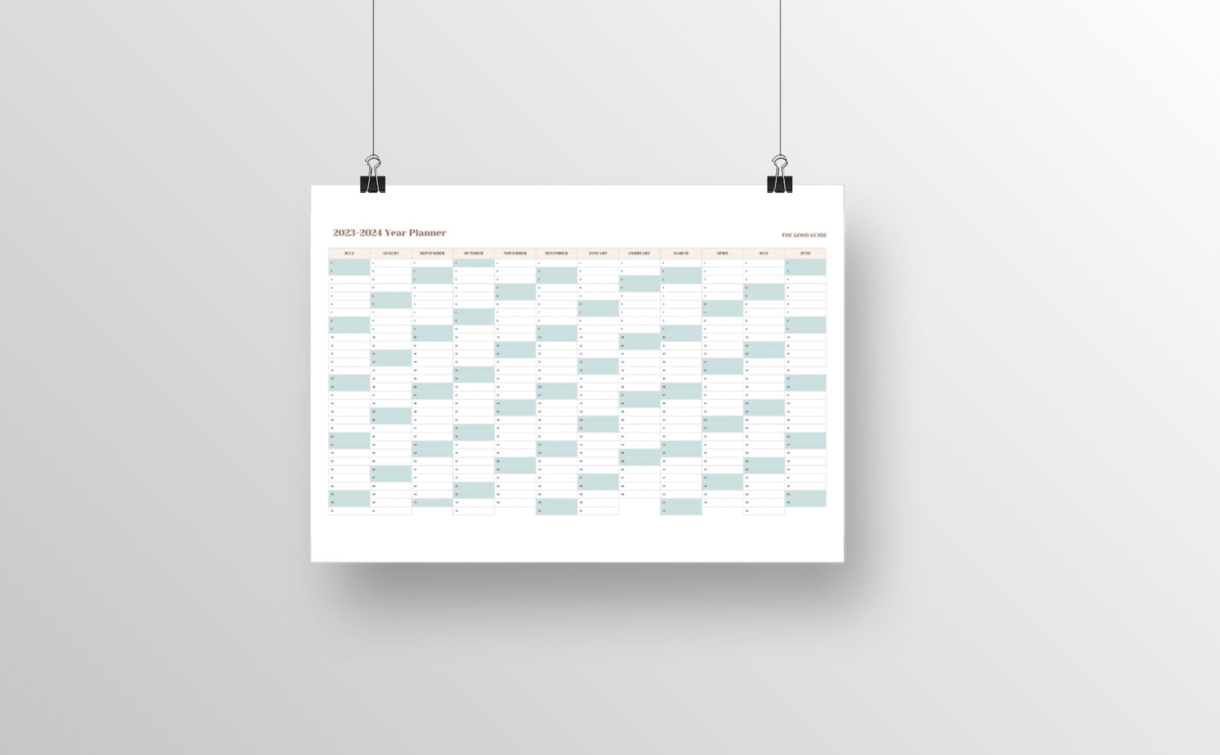 PRINTABLE 2023 - 2024 July Start Academic Wall Calendar | PDF Instant ...