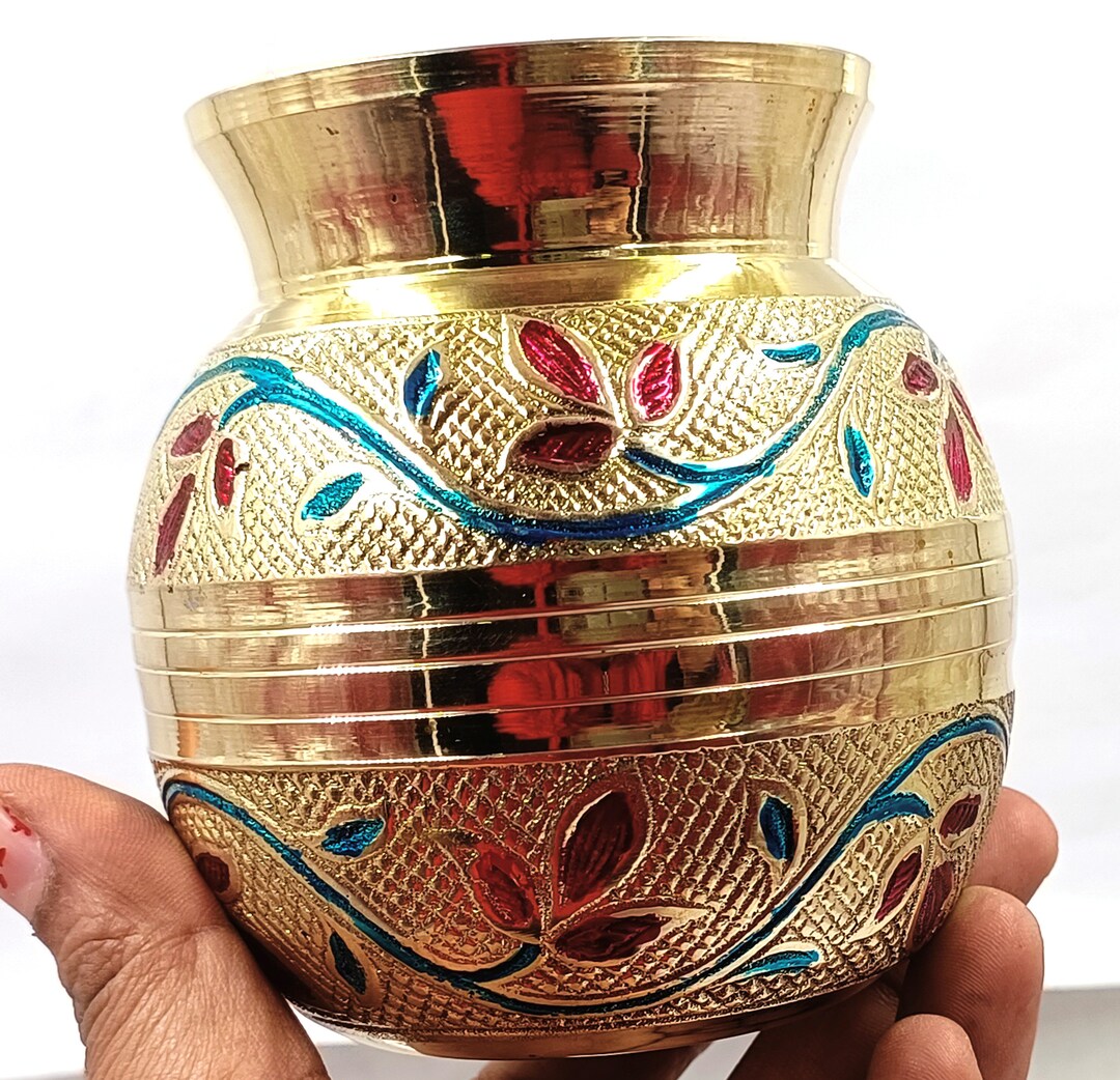 Wadding Lota Meenakari Decorative Heavy Brass Kalash for Pooja Home ...