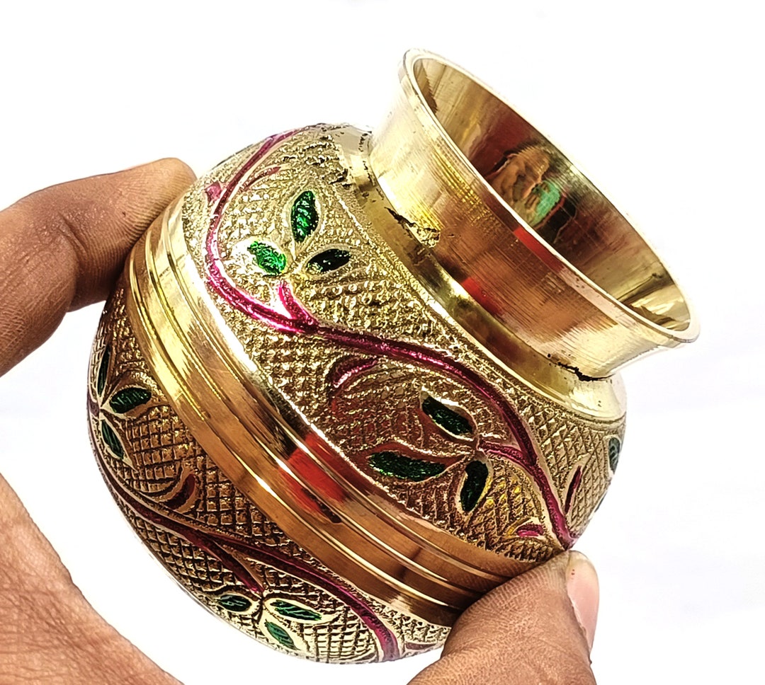 Small Meenakari Golden Puja Lota Kalash for Wadding Gift , Diwali Gift ...