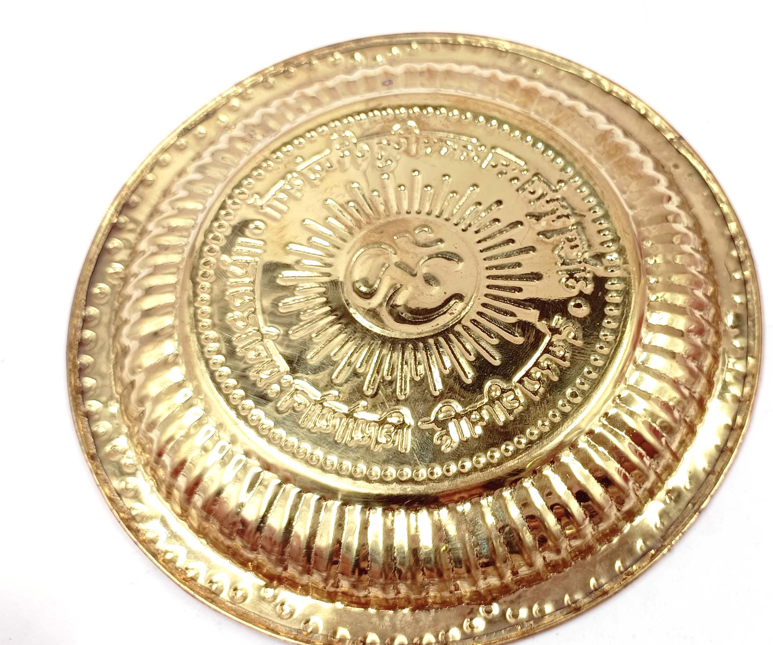 45 Gram New Brass Small Om Plate With Golden Color Used for Pooja ...