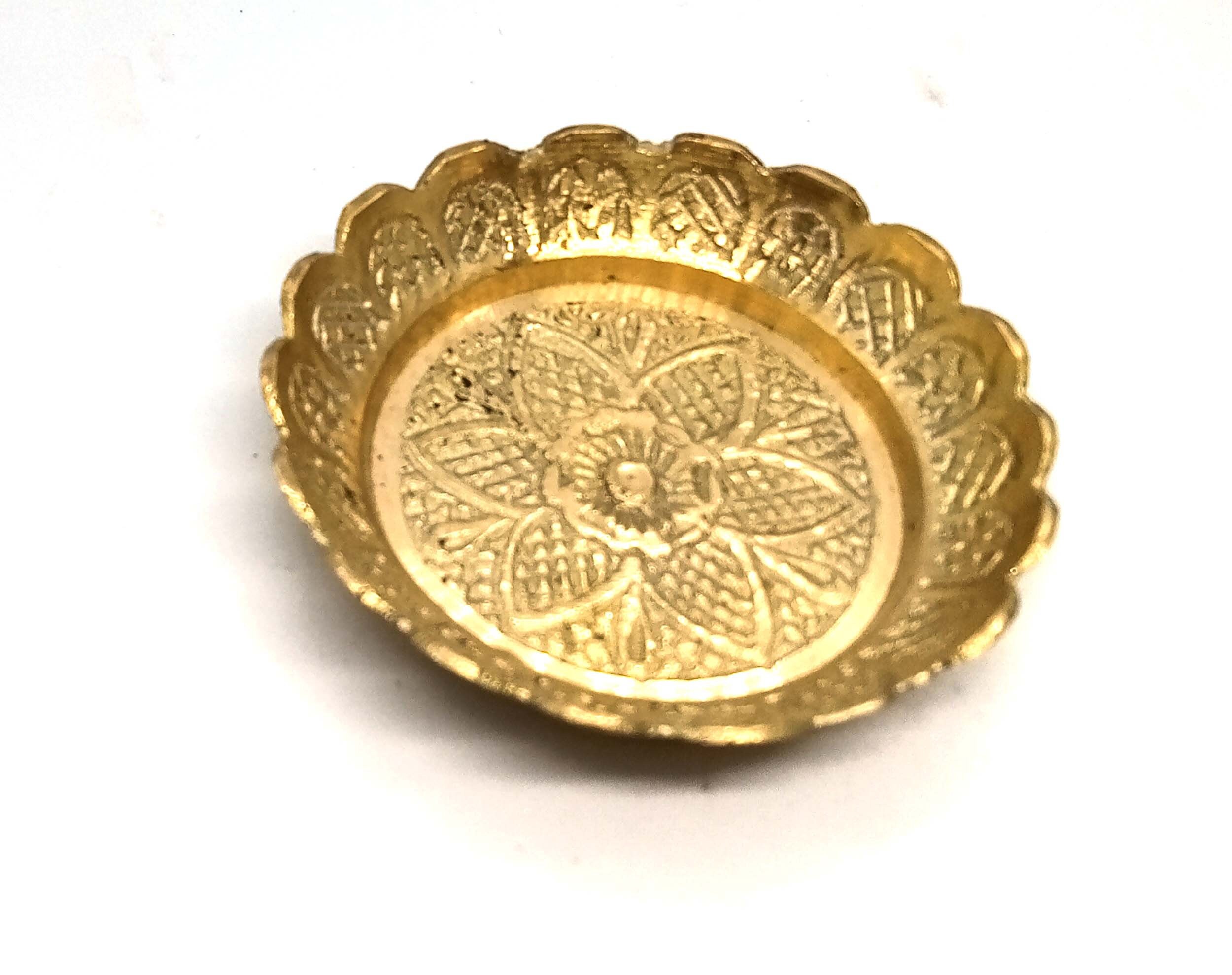 30 Gram Small Pure Brass Plate for Puja / Diwali / Bhog Thali With ...