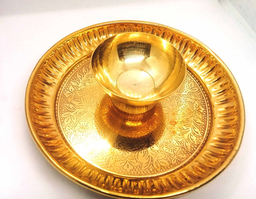 Brass Puja Diya With Plate Diyas in Houses and Offices for Pooja - Etsy