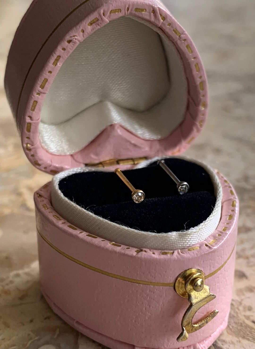 Teeny Titanium 2mm CZ Nose Bone. Available in Gold or Steel Colour ...