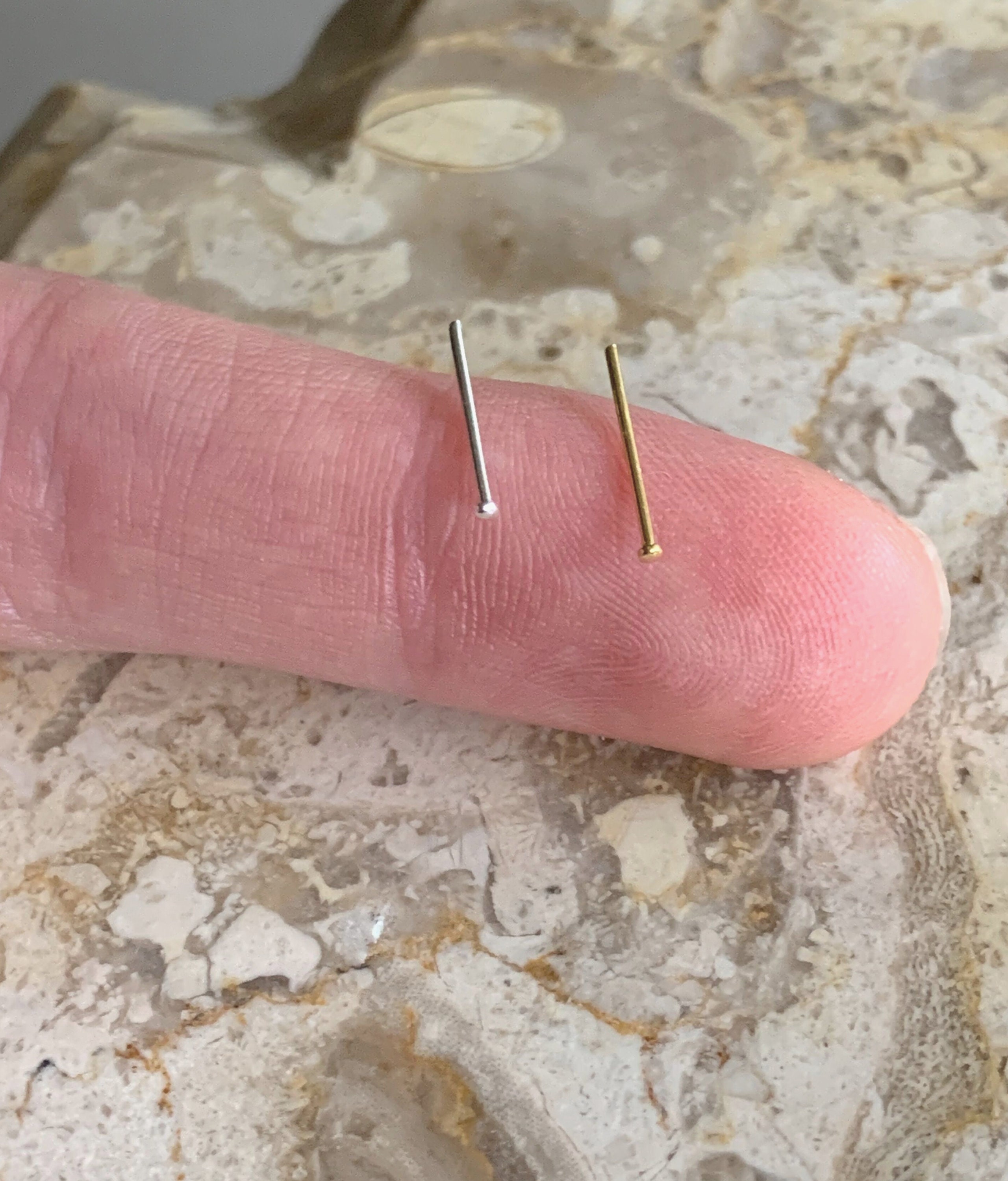 Teeny 1mm Dot Nose Studs. Sterling Silver 1mm Nose Stud, L Shape or ...