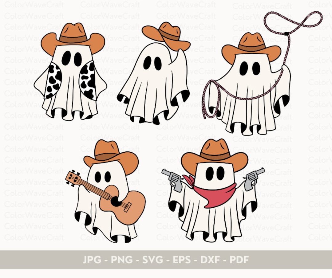Western Cowboy Ghosts SVG, Cowboy Ghost Clipart, Spooky Ghosts ...