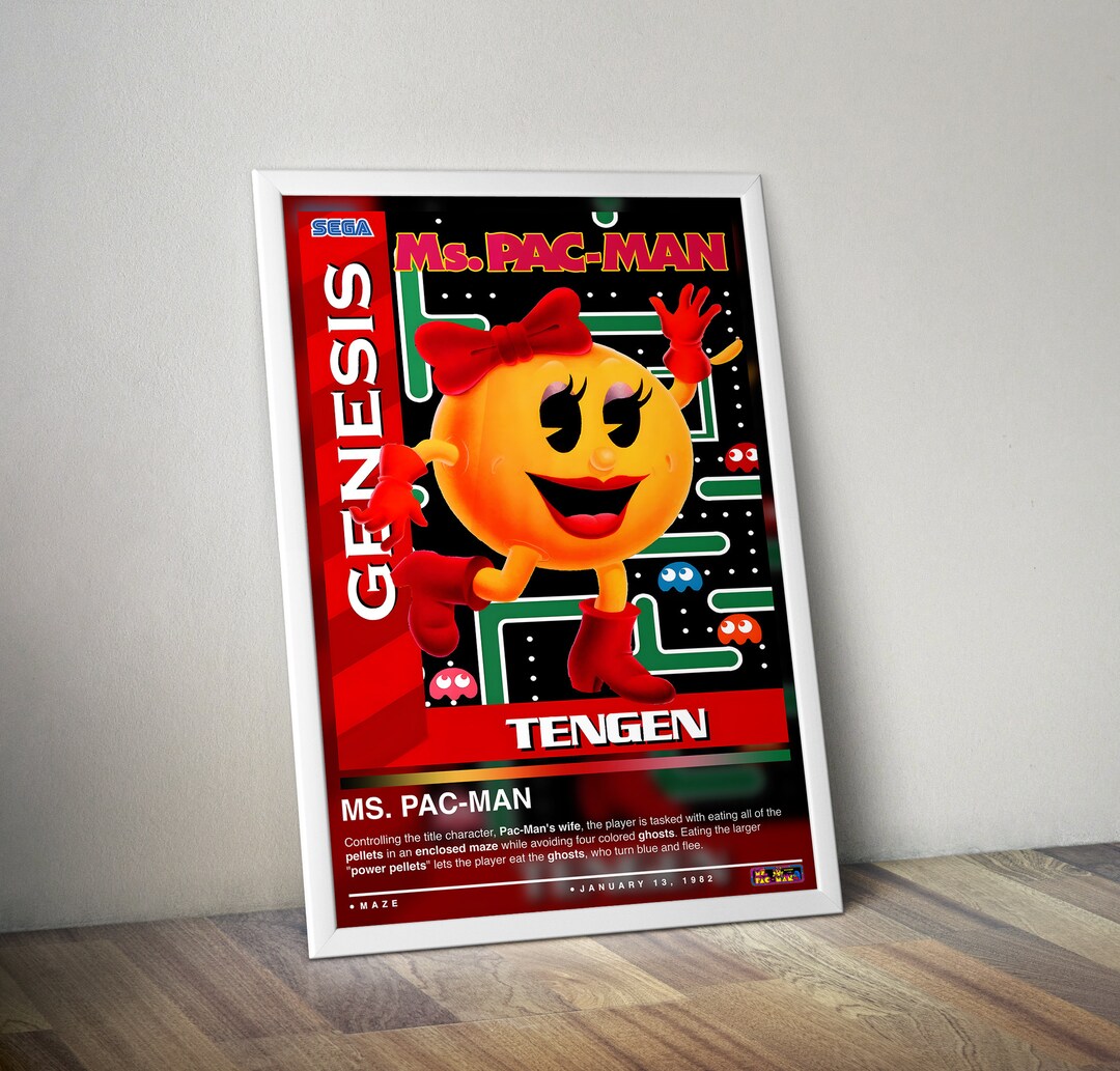 Ms Pacman Poster Print Ms Pacman Cover Gaming Poster 4 Colors Gaming ...