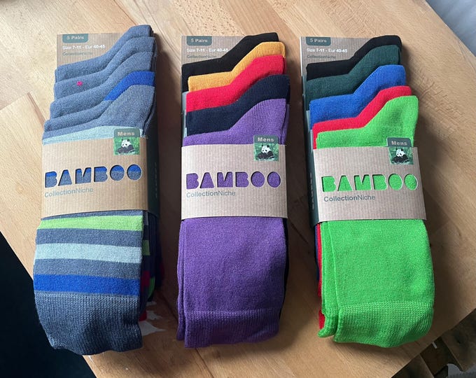 Men's 100% Bamboo Socks - 5 Pair Packs - Etsy