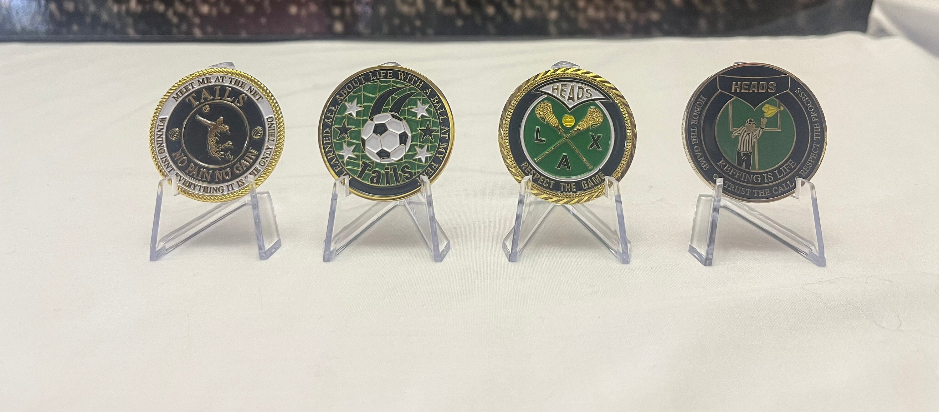 LOT OF 4 Graphic Referee Challenge Coins Toss - Sports Soccer, Football ...