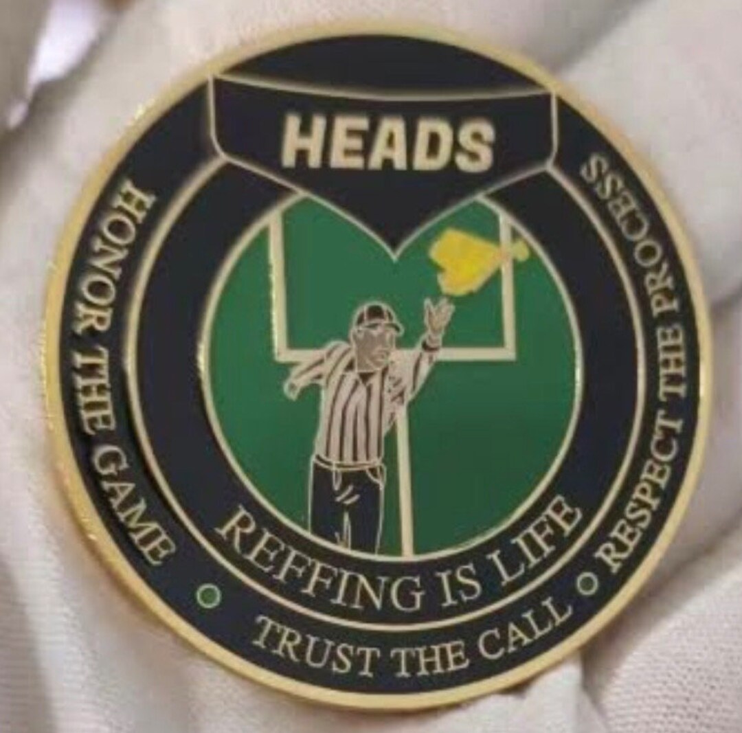 1.75" 3mm Graphic Referee Challenge Flip Coin Toss Sports Football Flag ...