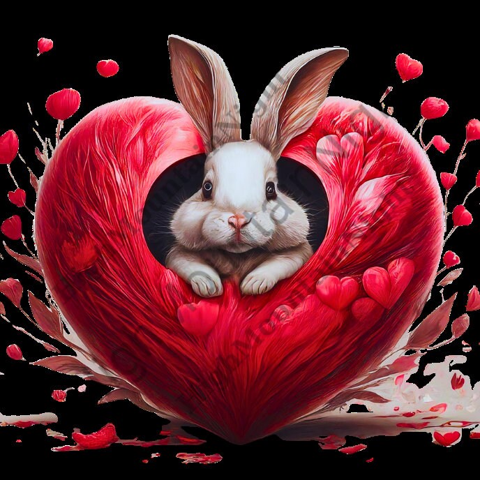 Bunny Heart Clipart, Bunny, Heart, PNG, Commercial Use, Valentines Day ...