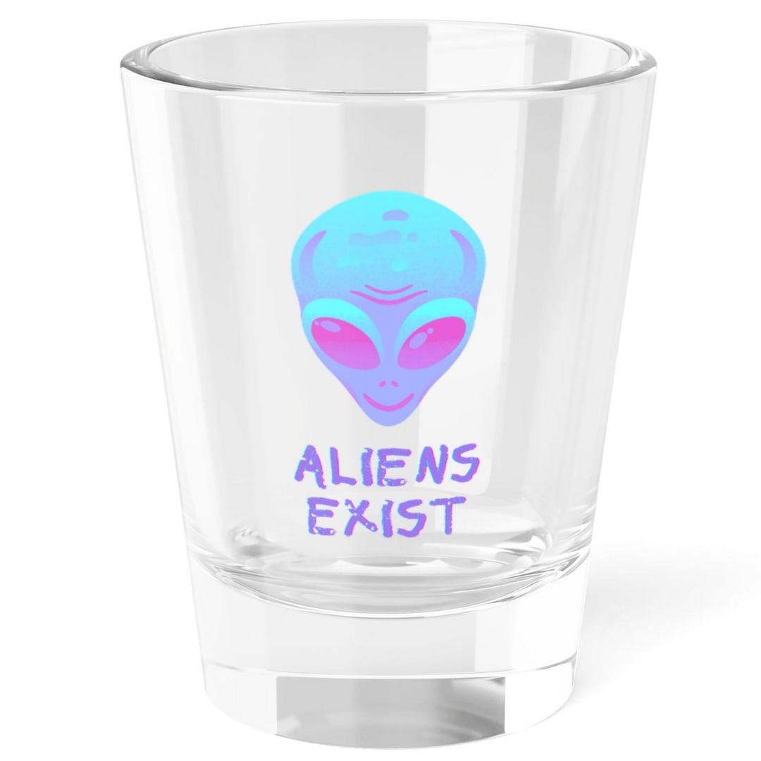 Aliens Exist Shot Glass, UFO Alien Space Invaders 5oz Mug, Blink 182 ...