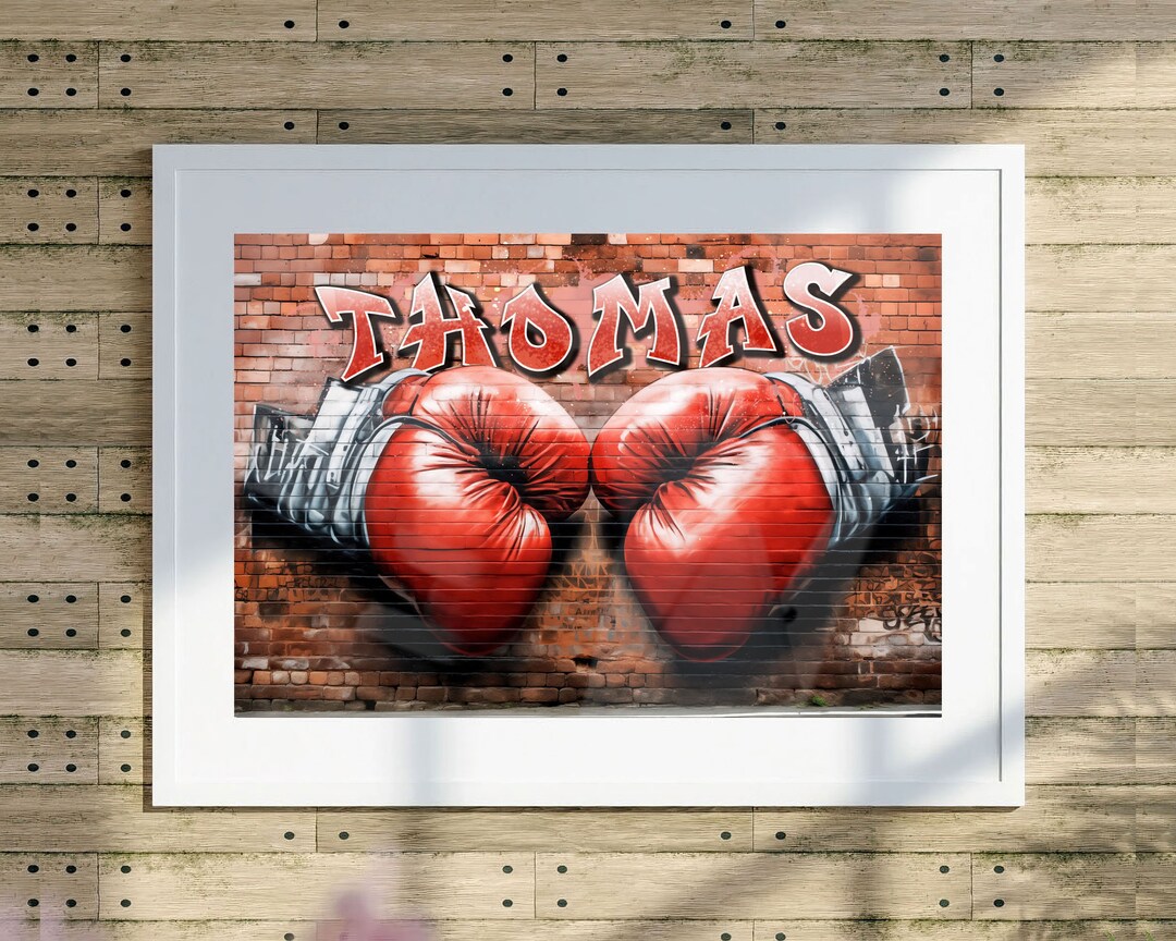 Boxing Print Graffiti Wall Art Personalised Sport Gift Boxing Gloves ...