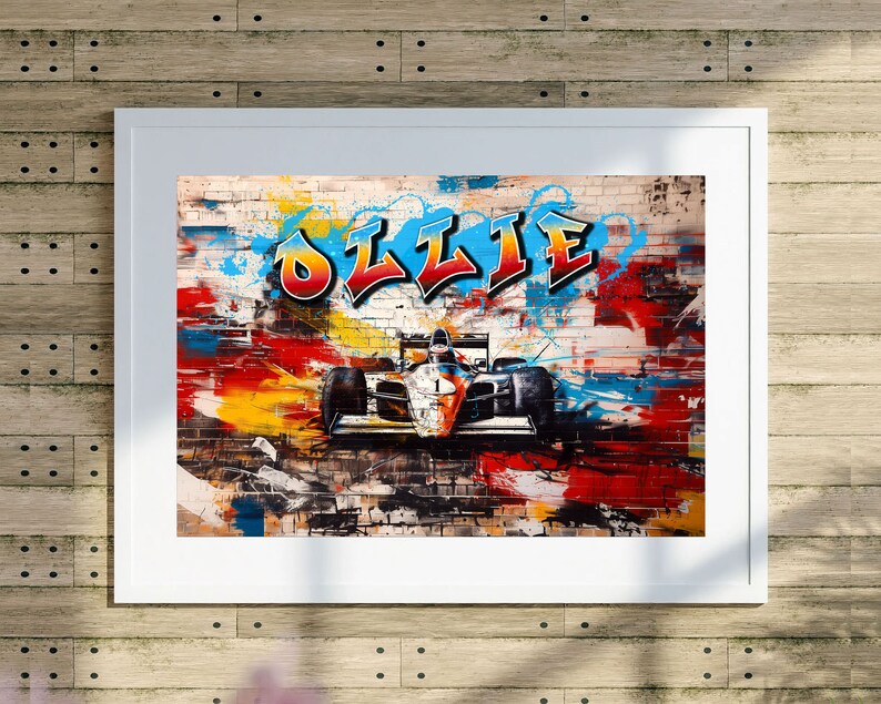 Formula 1 Wall Art Graffiti Teenage Boys Personalised Sport Gift for ...