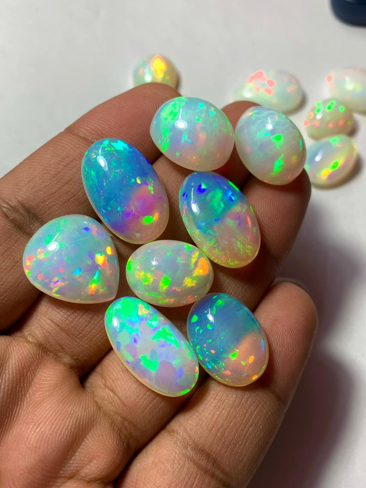 AAA Top Quality Natural Ethiopian Opal Gemstone Cabochon Lot Rainbow ...