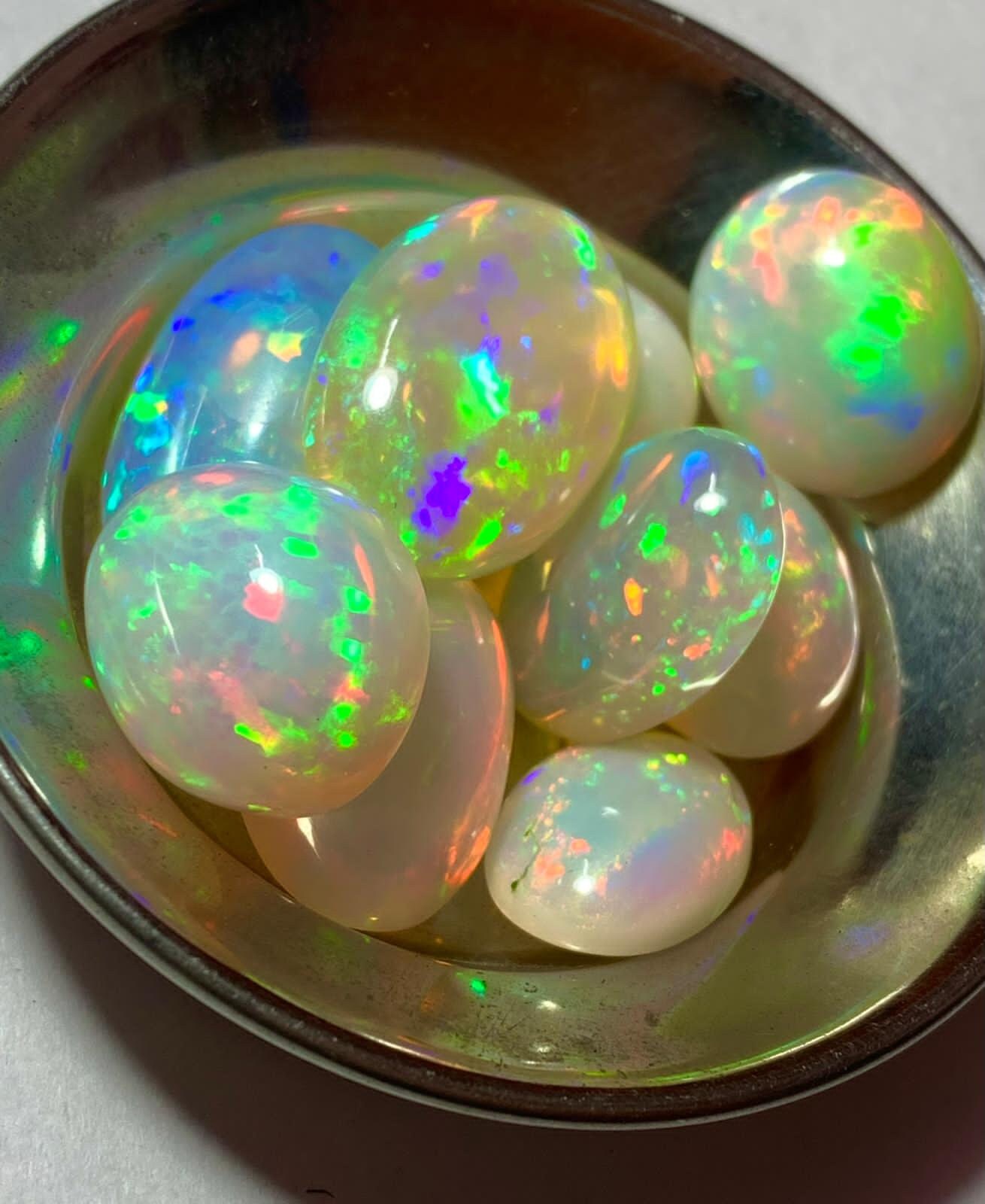 AAA Top Quality Natural Ethiopian Opal Gemstone Cabochon Lot Rainbow ...