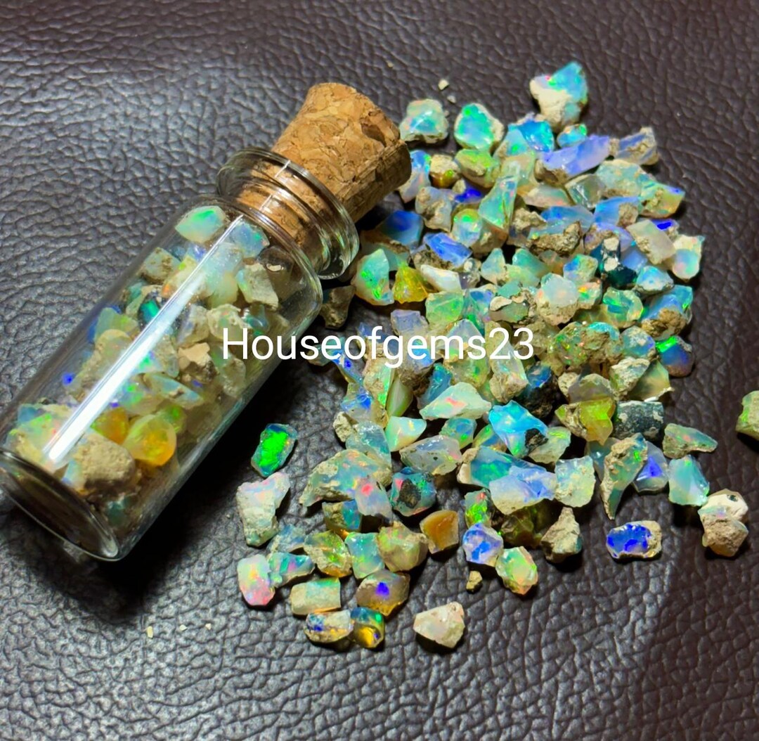 Ethiopian Opal Glass Bottle: AAA Grade Fire Opal Gemstone Chips - Etsy