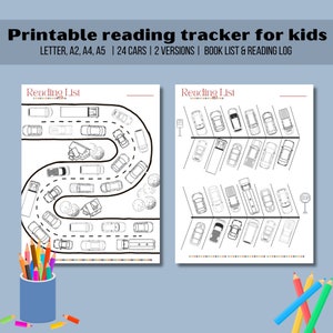 Printable Reading Tracker for Kids Cars Reading Log 100 Book List A2 ...