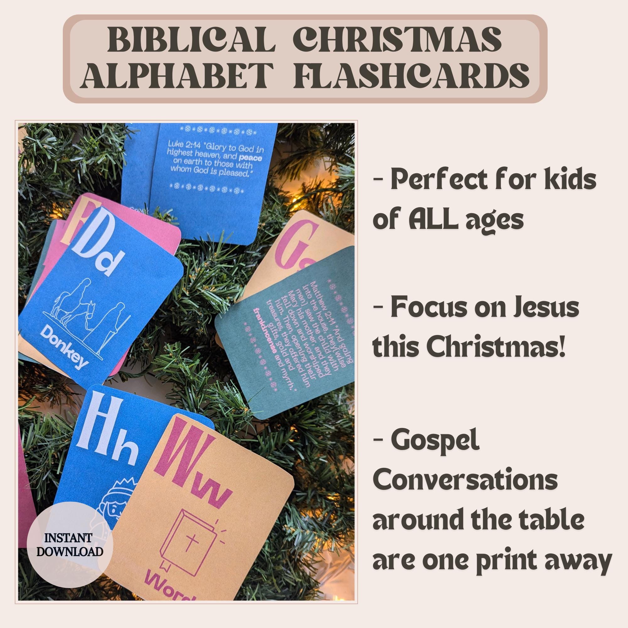 BIBLICAL CHRISTMAS Alphabet Flashcards | Gospel Christian Nativity ABC ...