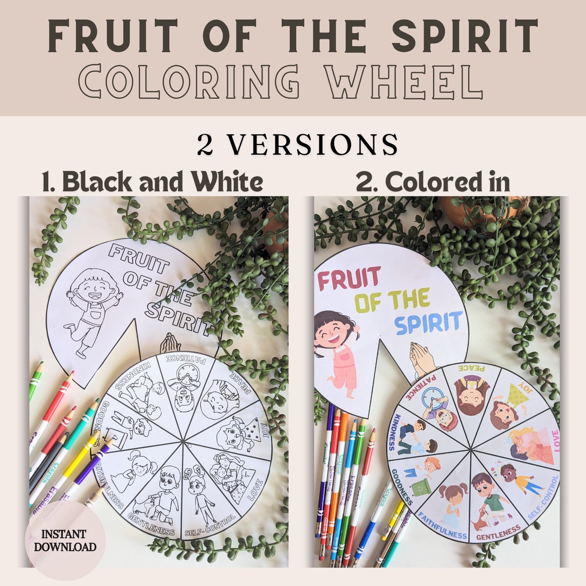 Fruit of the Spirit Spinner Craft | Coloring Wheel, Printable Bible ...