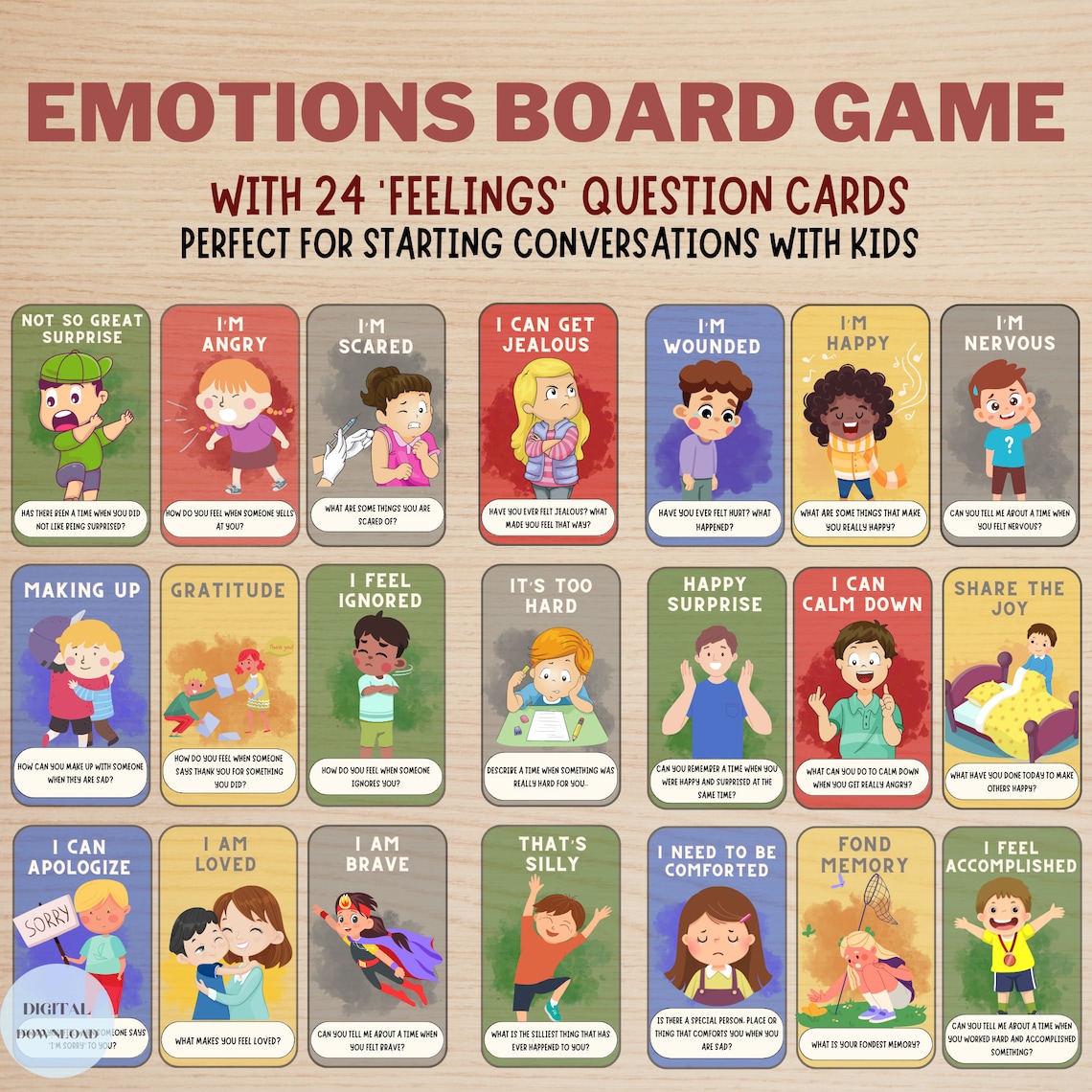 Printable Board Game for Kids, Emotions Board Game, Feelings Cards ...
