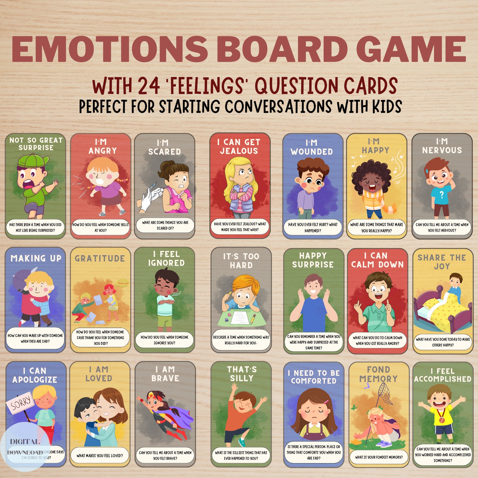 Printable Board Game for Kids, Emotions Board Game, Feelings Cards ...