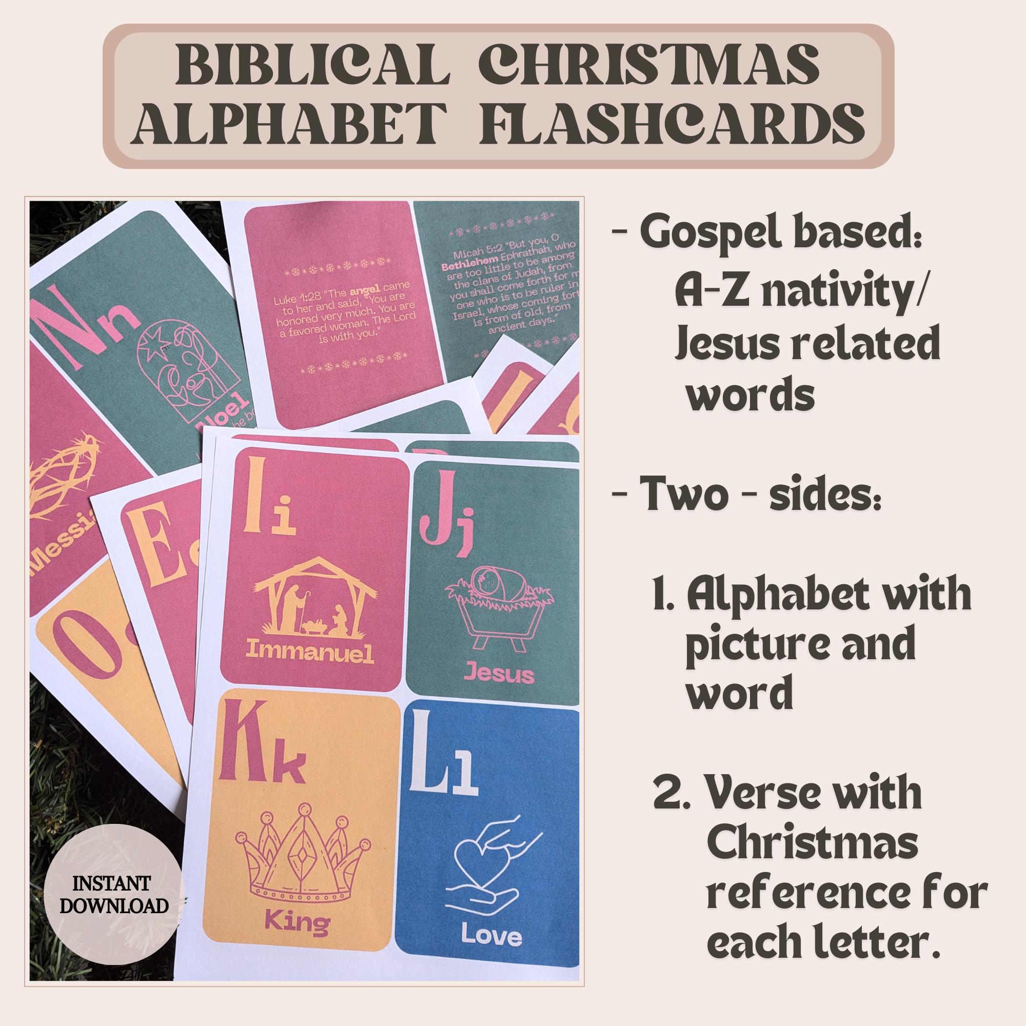 BIBLICAL CHRISTMAS Alphabet Flashcards | Gospel Christian Nativity ABC ...
