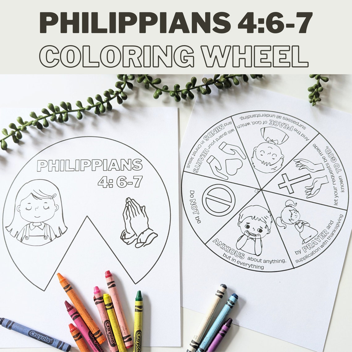 Do Not Be Anxious Philippians 4:6-7 Coloring Wheel, Printable Bible ...
