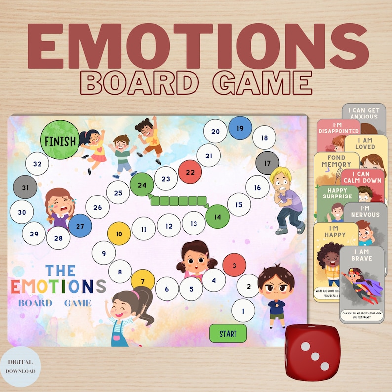 Printable Board Game for Kids, Emotions Board Game, Feelings Cards ...