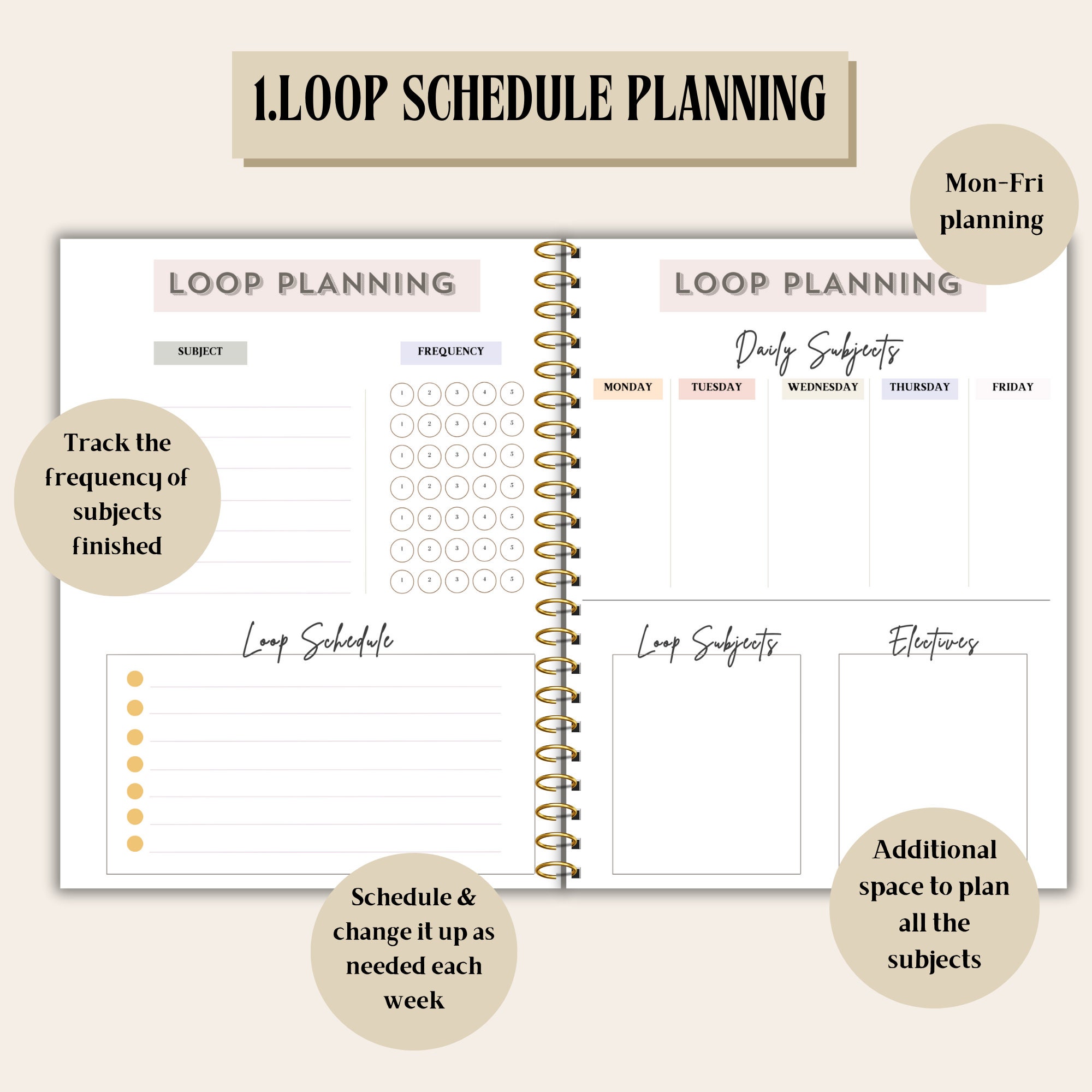 Neutral Homeschool Planner Ultimate Printable | 2024-25 Block + Loop ...