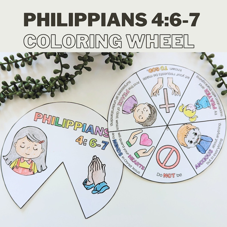 Do Not Be Anxious Philippians 4:6-7 Coloring Wheel, Printable Bible ...