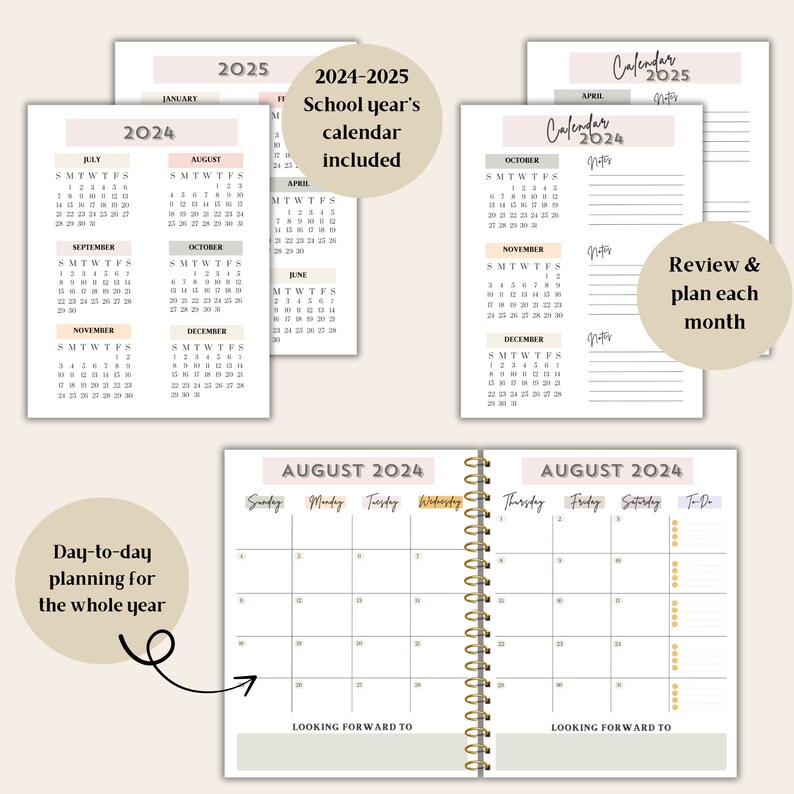 Neutral Homeschool Planner Ultimate Printable | 2024-25 Block + Loop ...