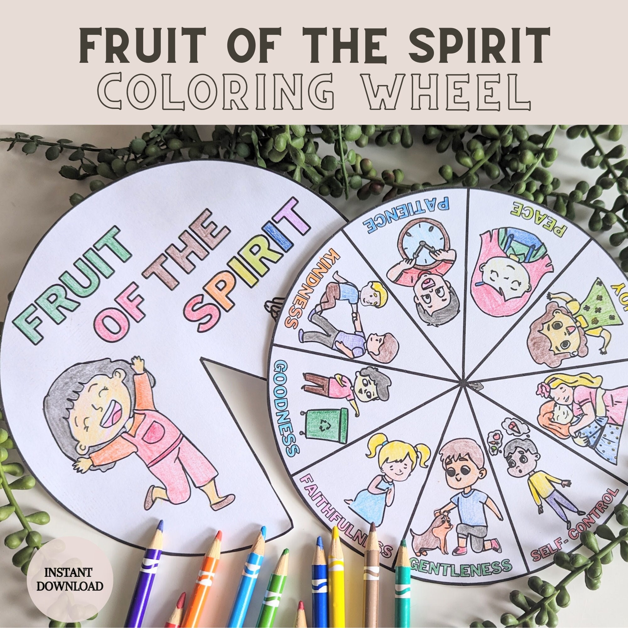 Fruit of the Spirit Spinner Craft | Coloring Wheel, Printable Bible ...