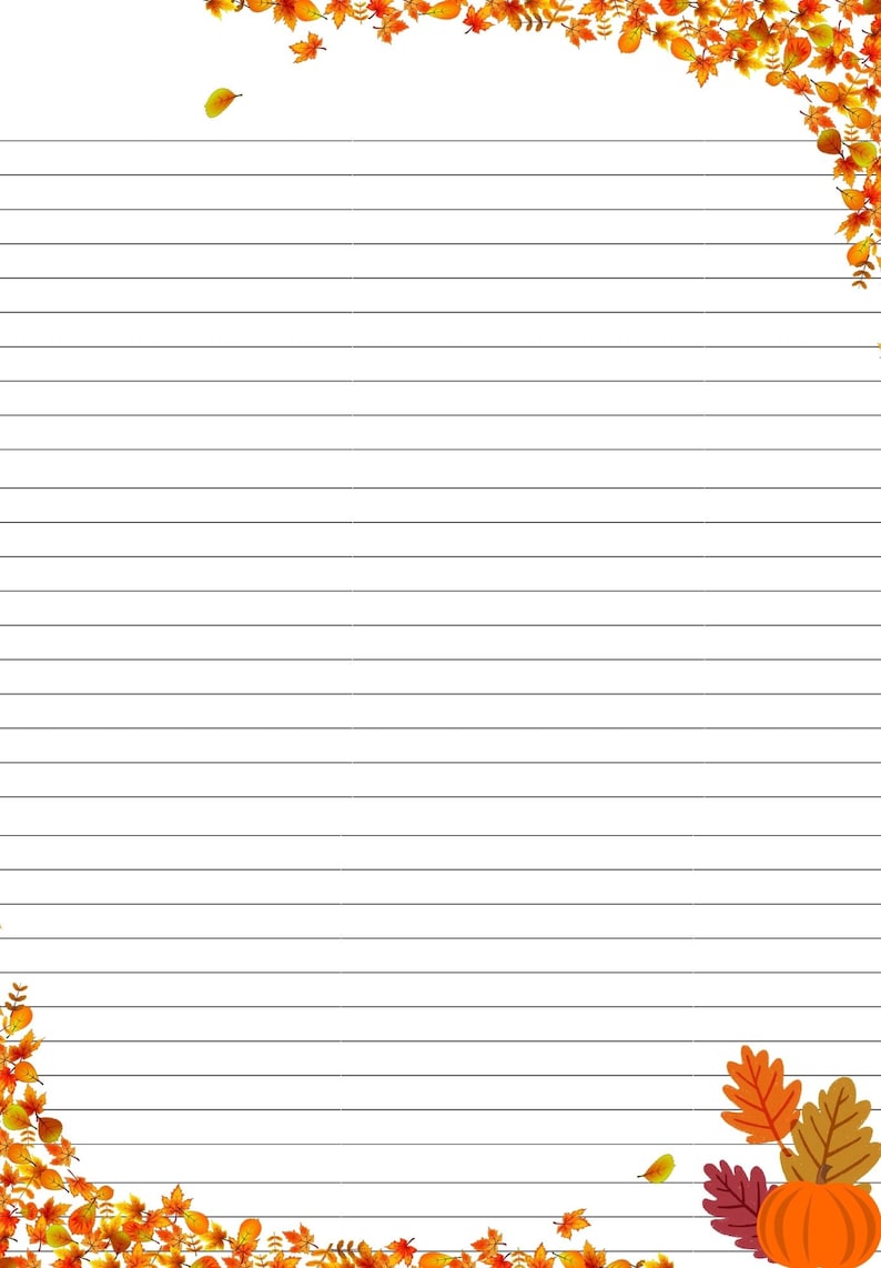 Pretty Notebook Paper Lined & Unlined Fall / Autumn Theme - Etsy