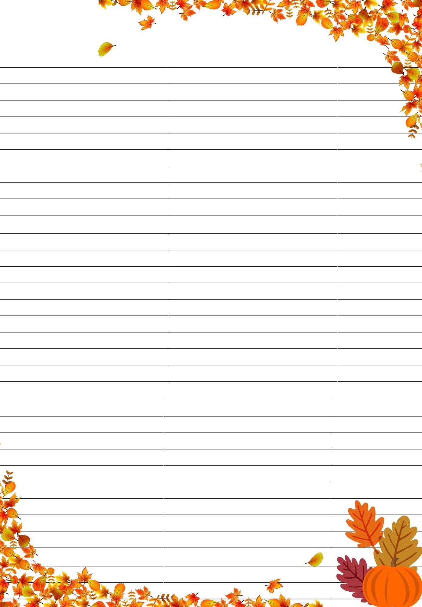 Pretty Notebook Paper Lined & Unlined Fall / Autumn Theme - Etsy