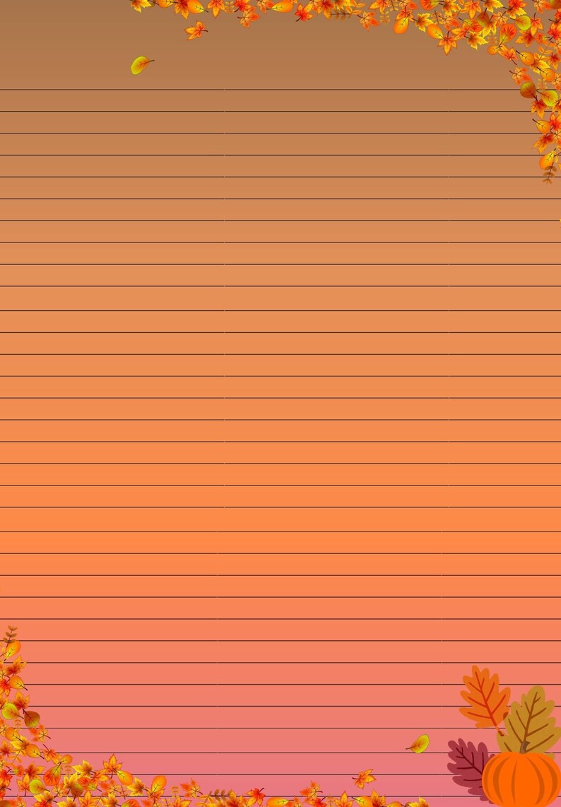 Pretty Notebook Paper Lined & Unlined Fall / Autumn Theme - Etsy