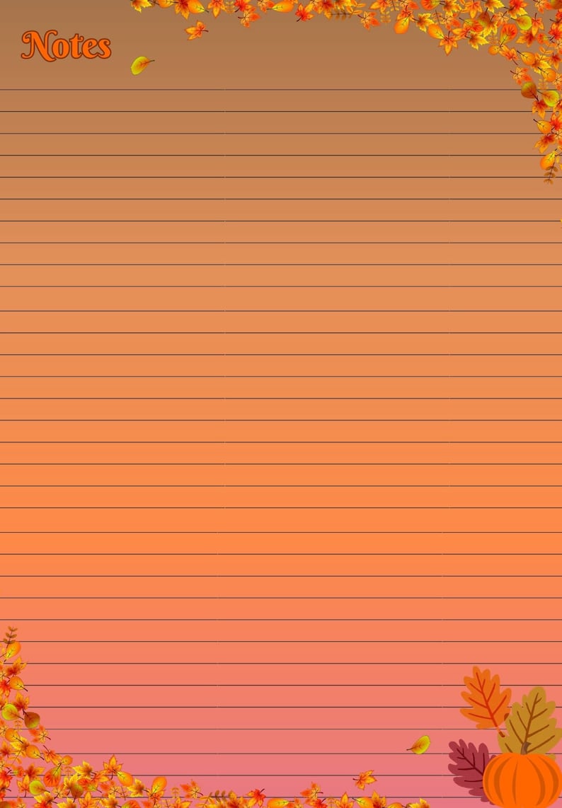 Pretty Notebook Paper Lined & Unlined Fall / Autumn Theme - Etsy
