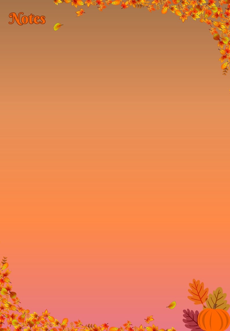 Pretty Notebook Paper Lined & Unlined Fall / Autumn Theme - Etsy