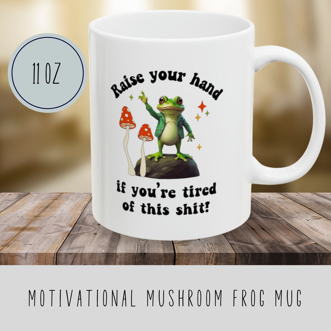 Funny Mug With Frog, Magic Mushrooms, Wild Flowers, Cottagecore ...