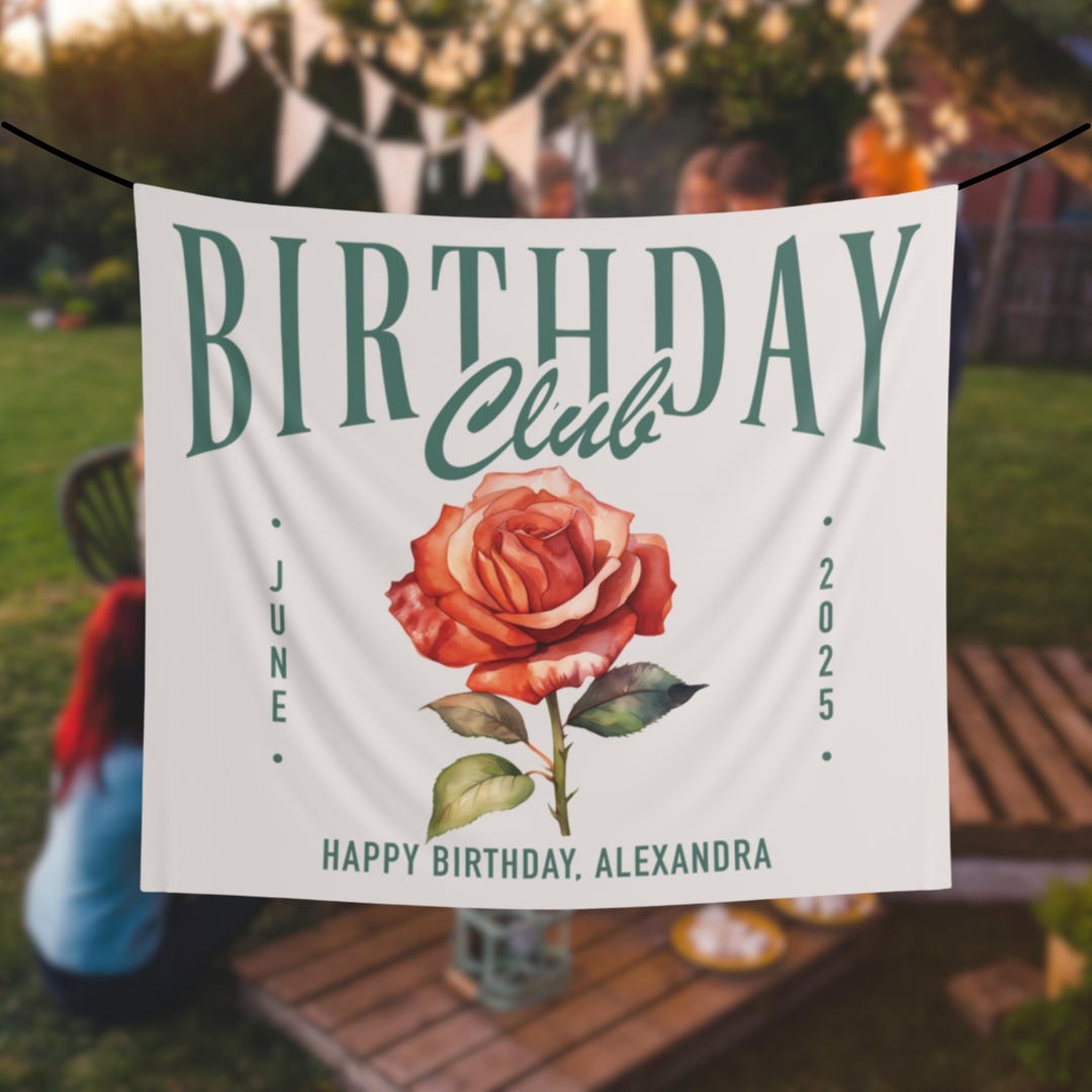 Personalized Birthday Name Flag, Custom Birth Flower Birthday Banner ...