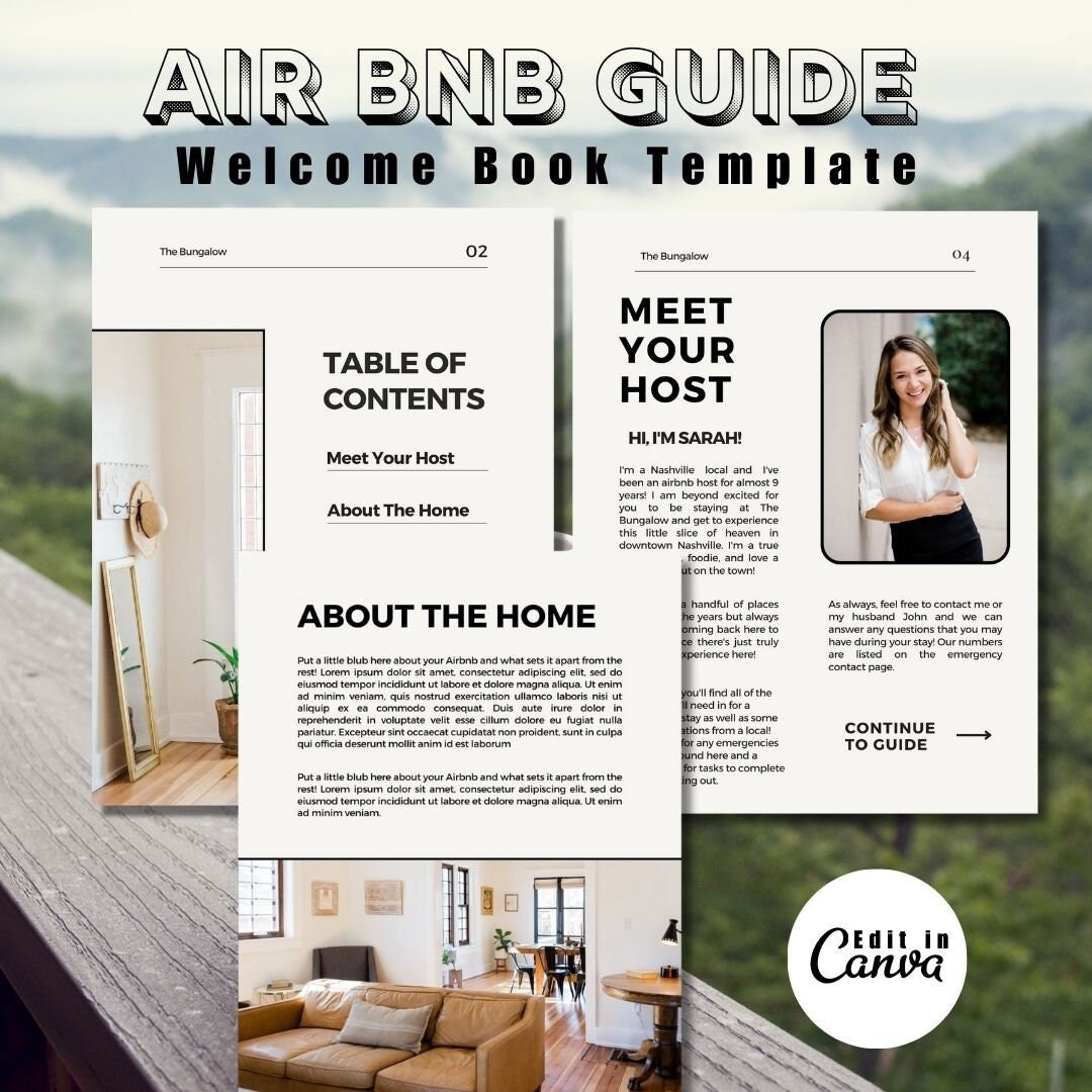 Air Bnb Guest Book, Air Bnb Welcome Book Template, Air Bnb Template ...