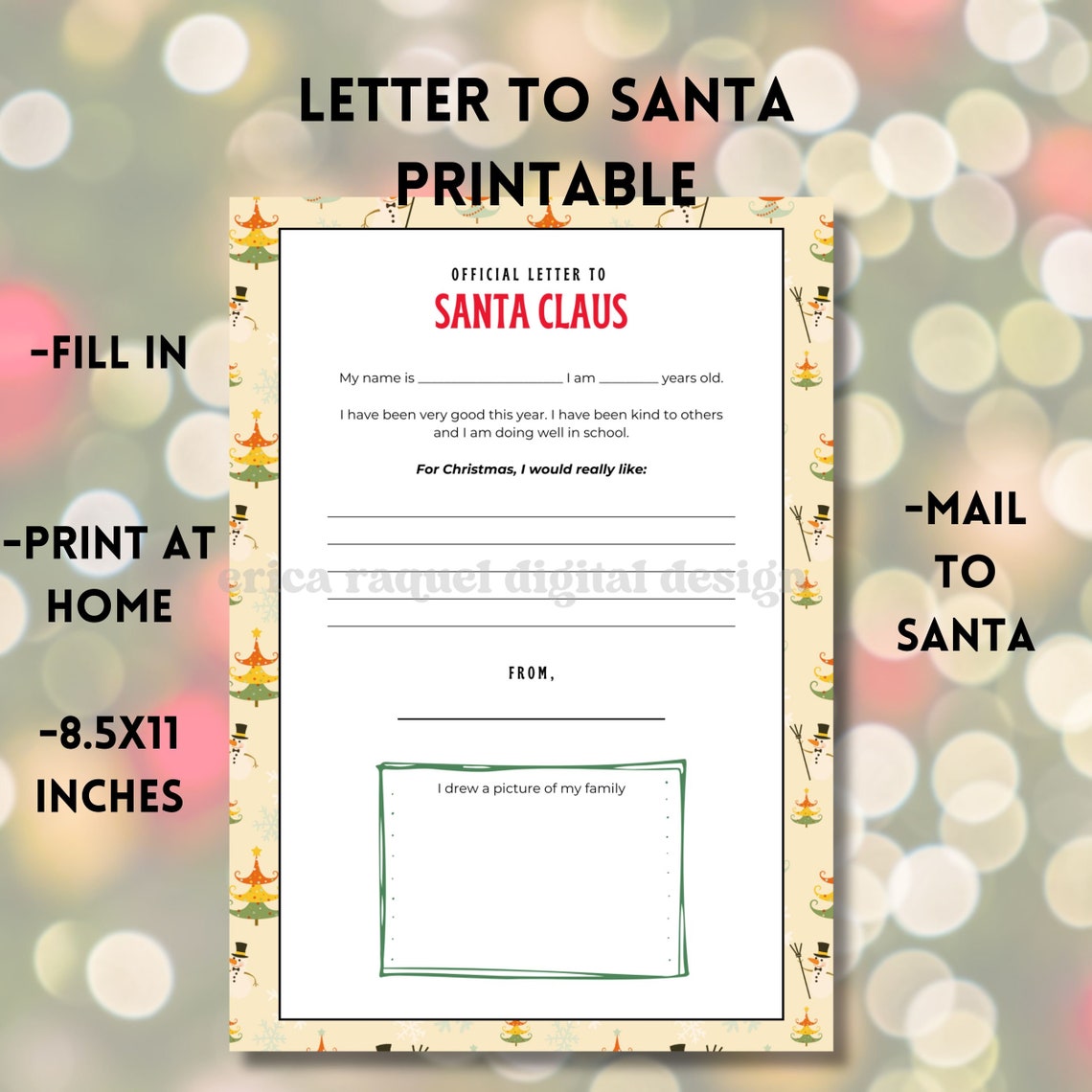 Carta de Santa Carta de Santa Carta a santa imprimible - Etsy México