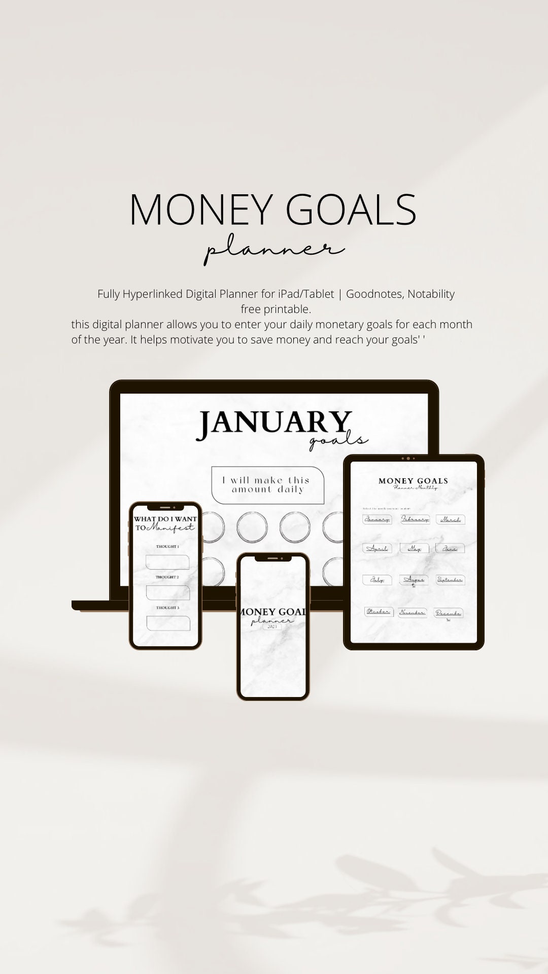Digital Product Money Goals Planner - Etsy
