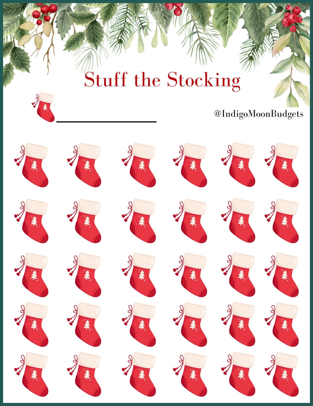 Stuff the Stockings Christmas Stockings Savings Challenge - Etsy