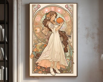 Mucha Nouveau Fall Season Poster 0000-0579 - Etsy